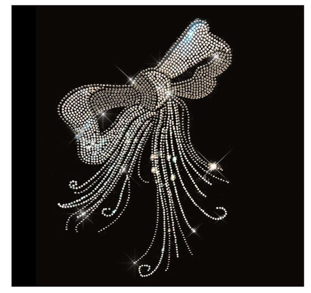 Silver Bow Iron on Heat Transfer Rhinestone Design for Clothes, Hot Fix ...