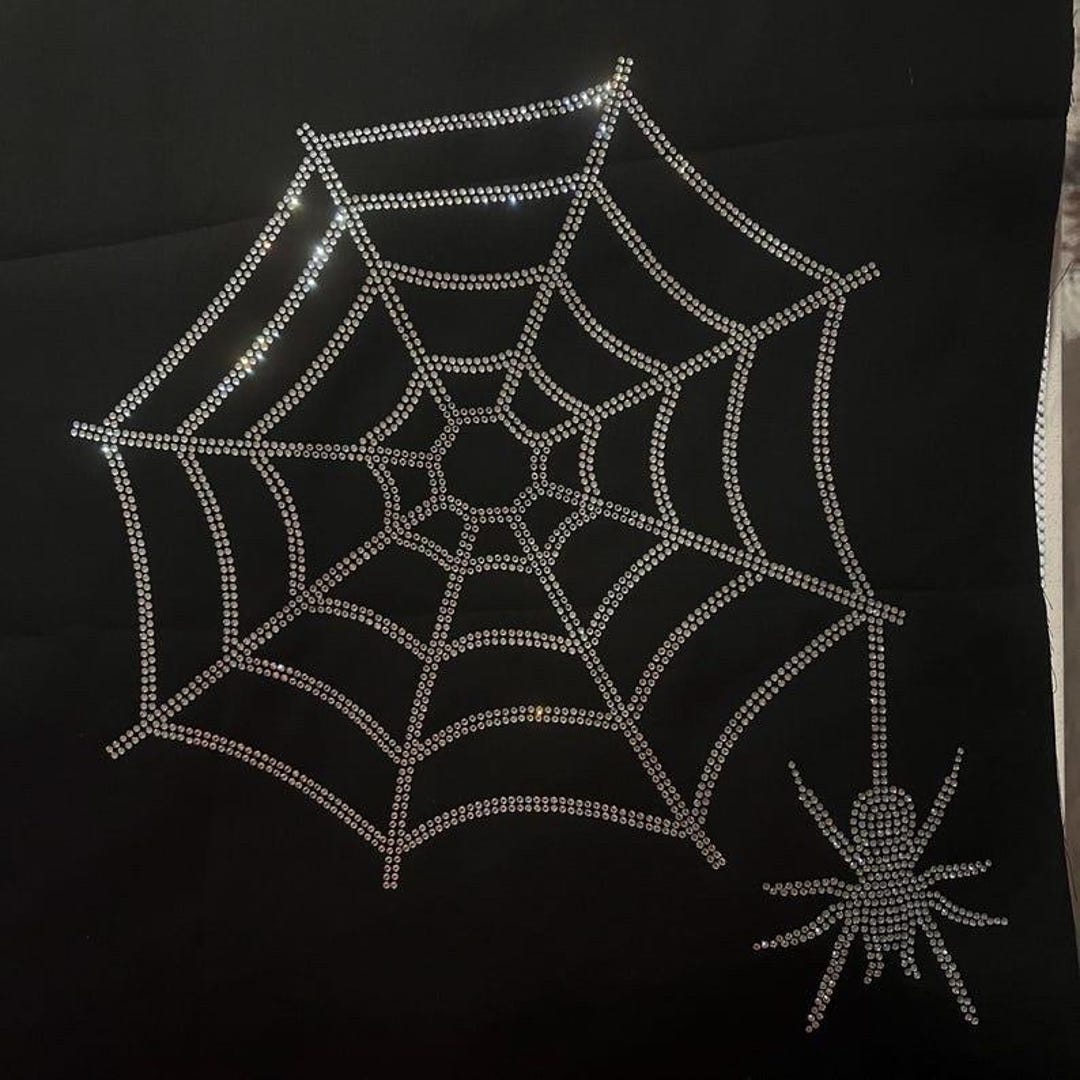 Spider and Spiderweb Iron on Crystal Rhinestone ,heat Transfer Spider ...