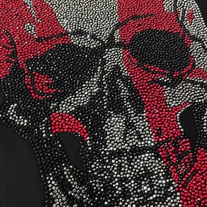 Silver Red Skull Iron on Transfer , Rhinestone Skull Patch Transfer ...