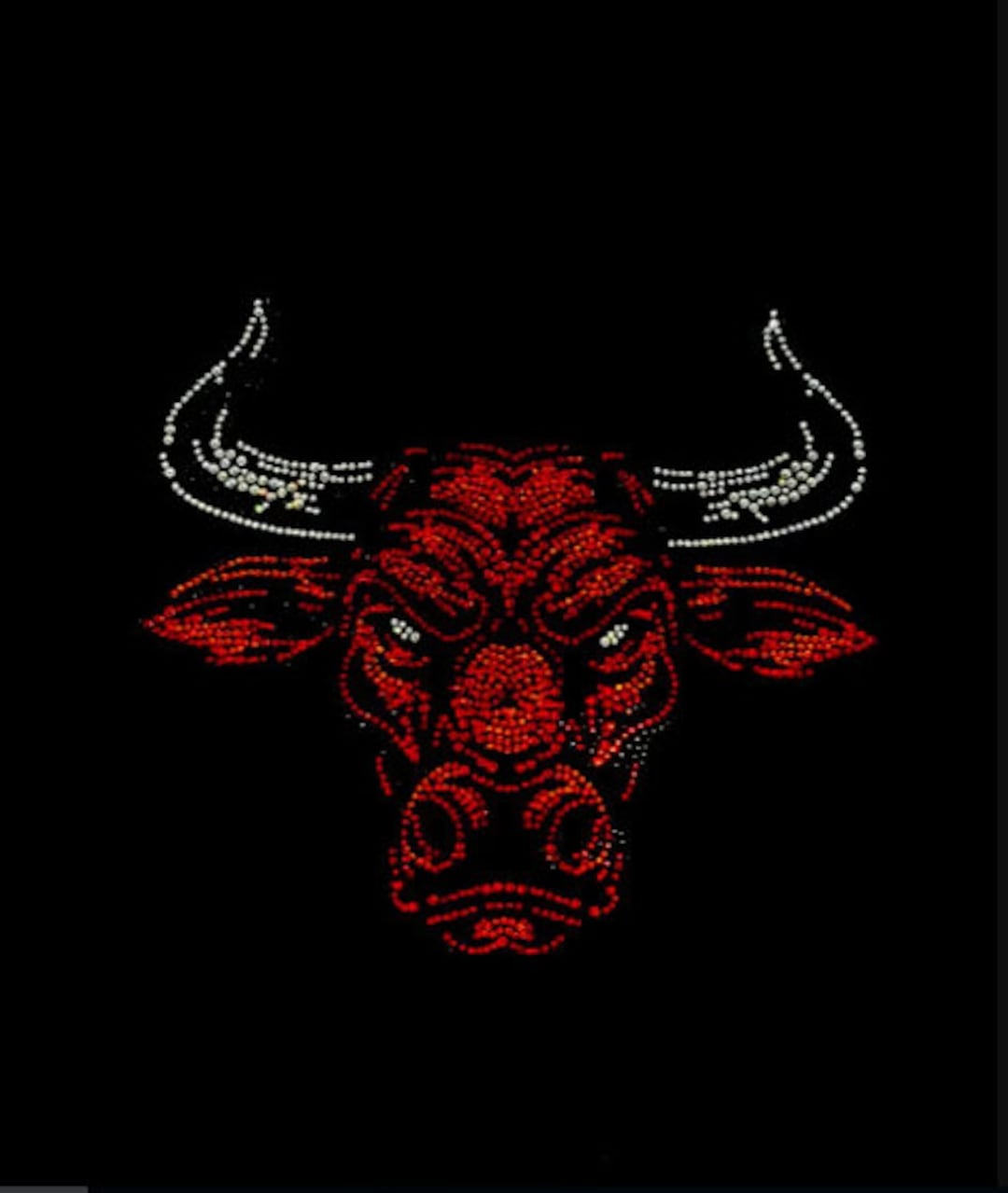 Bull Rhinestone Bling Design, Iron on Bull Patch, Heat Transfer Bull ...