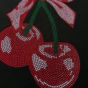 Cherry Iron on Rhinestone Design Transfer, Heat Transfer Cherry Patch ...