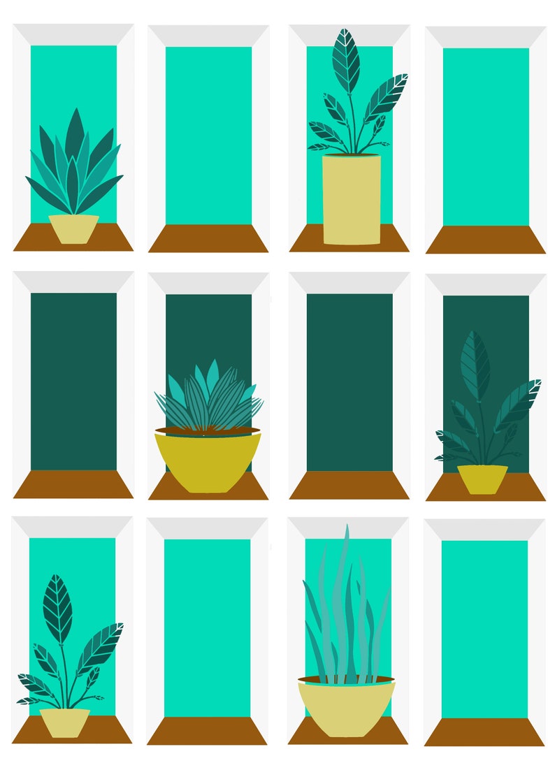 Printable Potted Plants Poster - Gold, Purple, Teal Potted Plants in ...