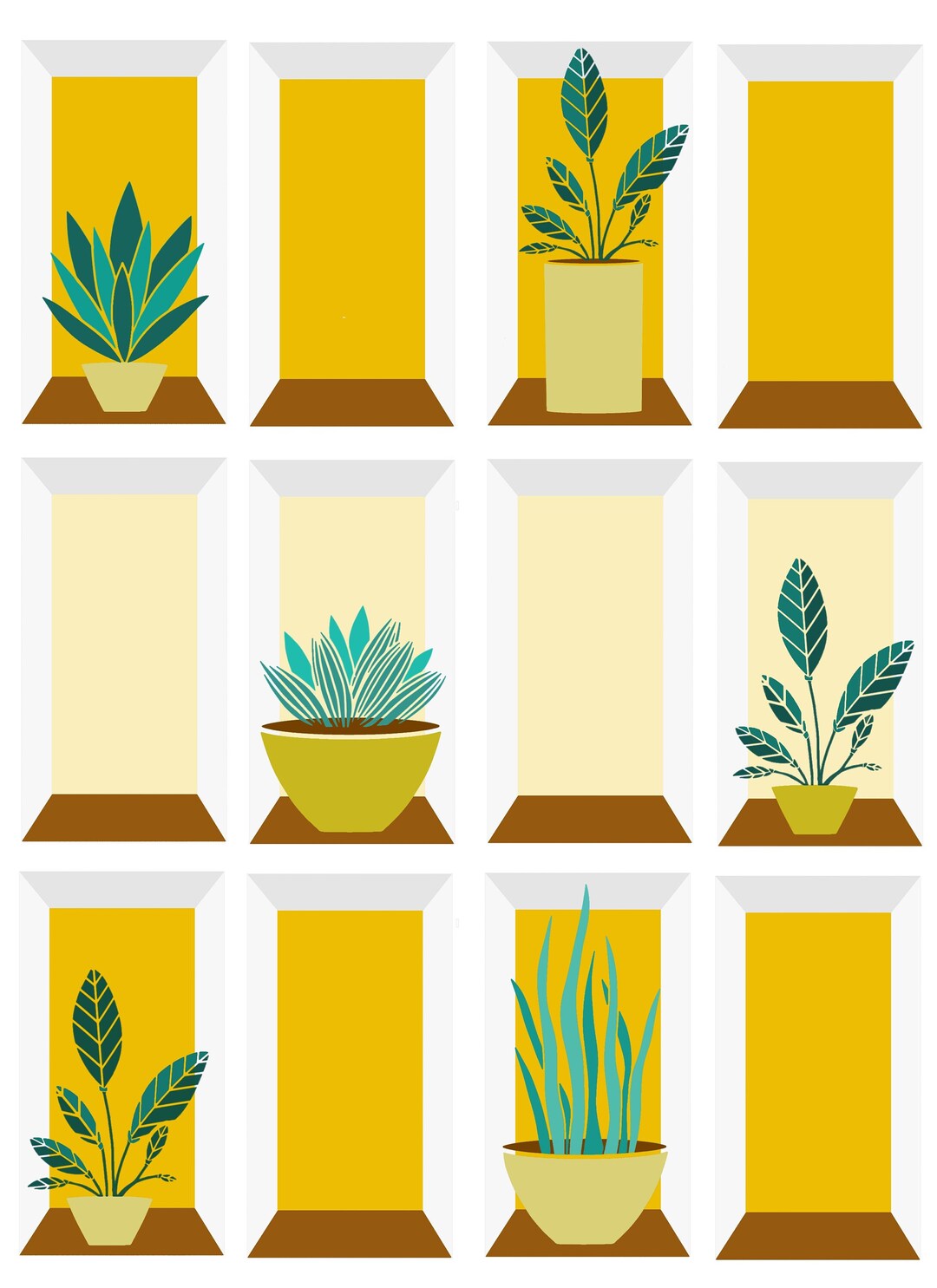 Printable Potted Plants Poster - Gold, Purple, Teal Potted Plants in ...