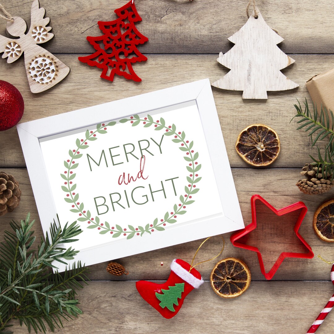 Merry and Bright - Printable Art - Home Art - Christmas Quotes ...