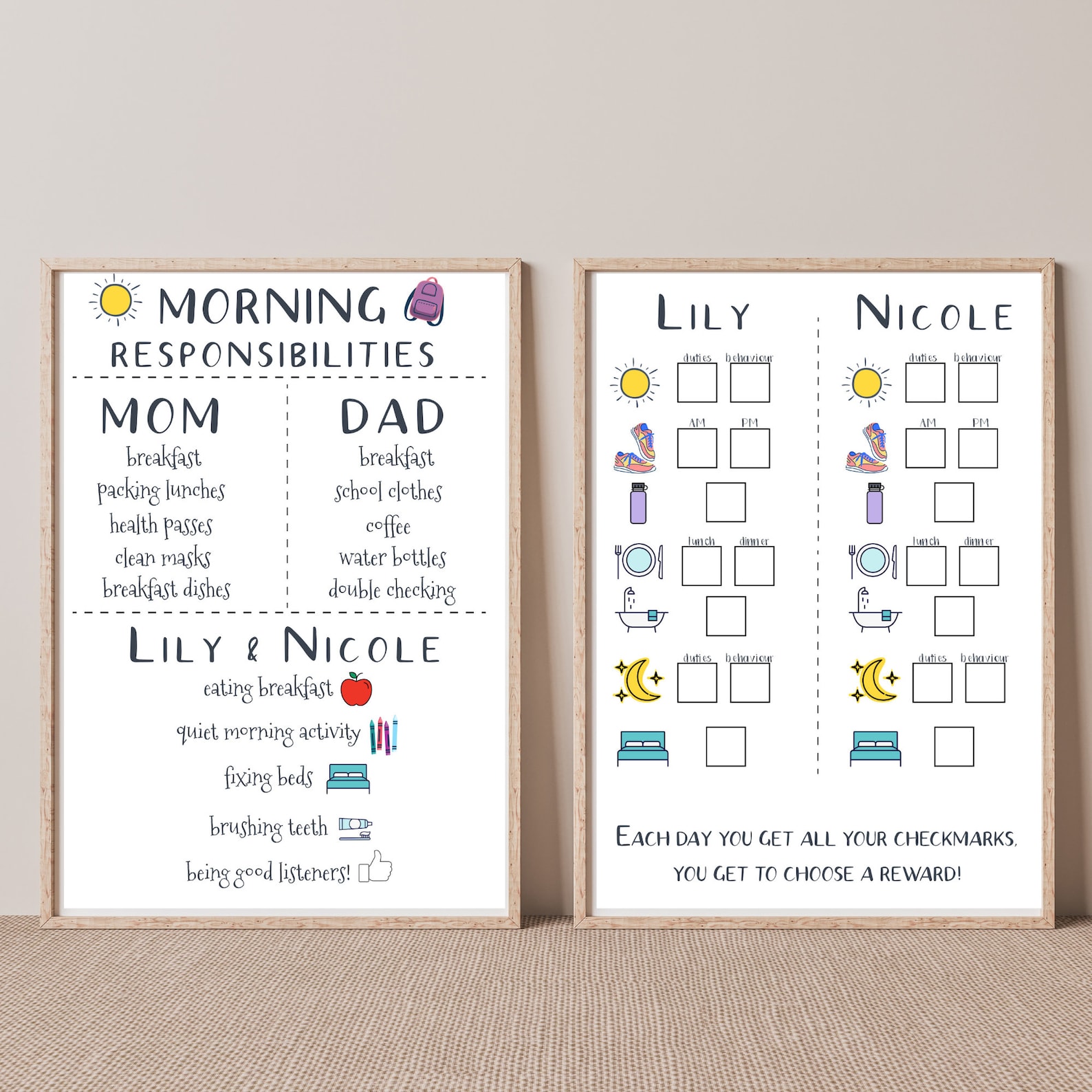 Rules & Responsibilities - Rewards Chart - Printable Art - Playroom Art ...