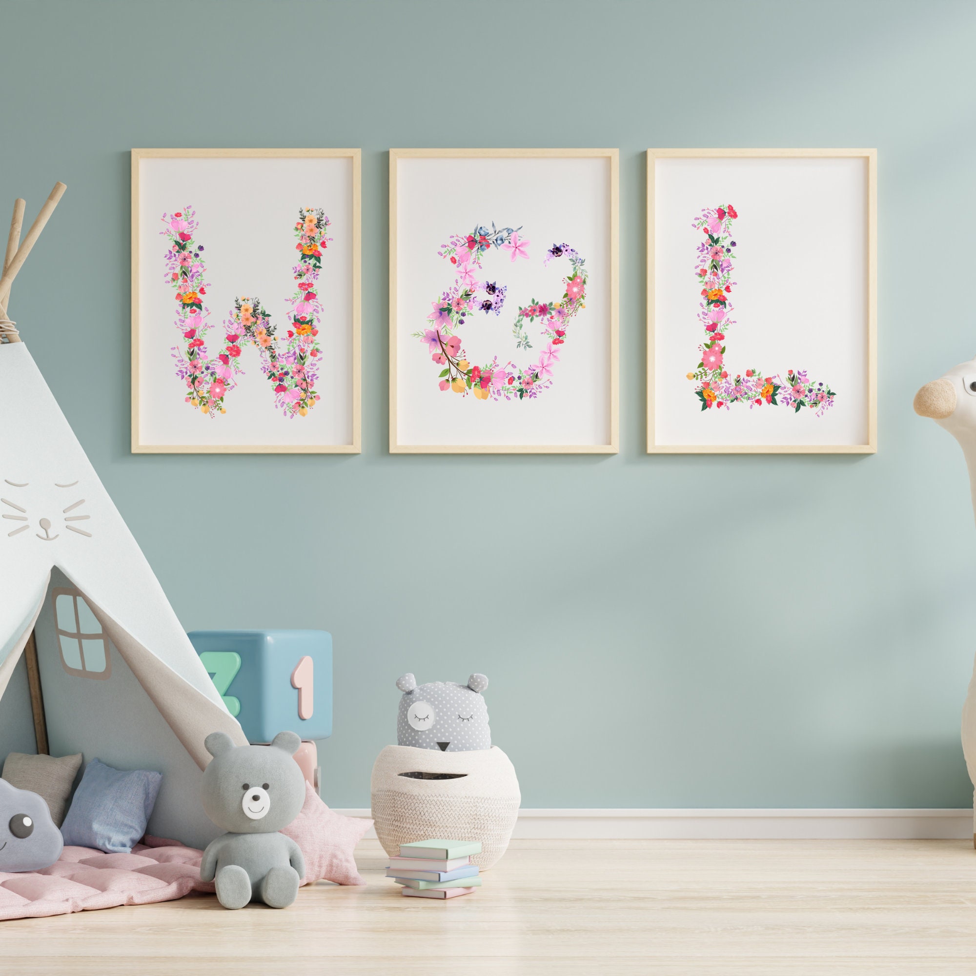 Initial Digital Wall Art, Letter R Print, Printable Letter R, Floral ...