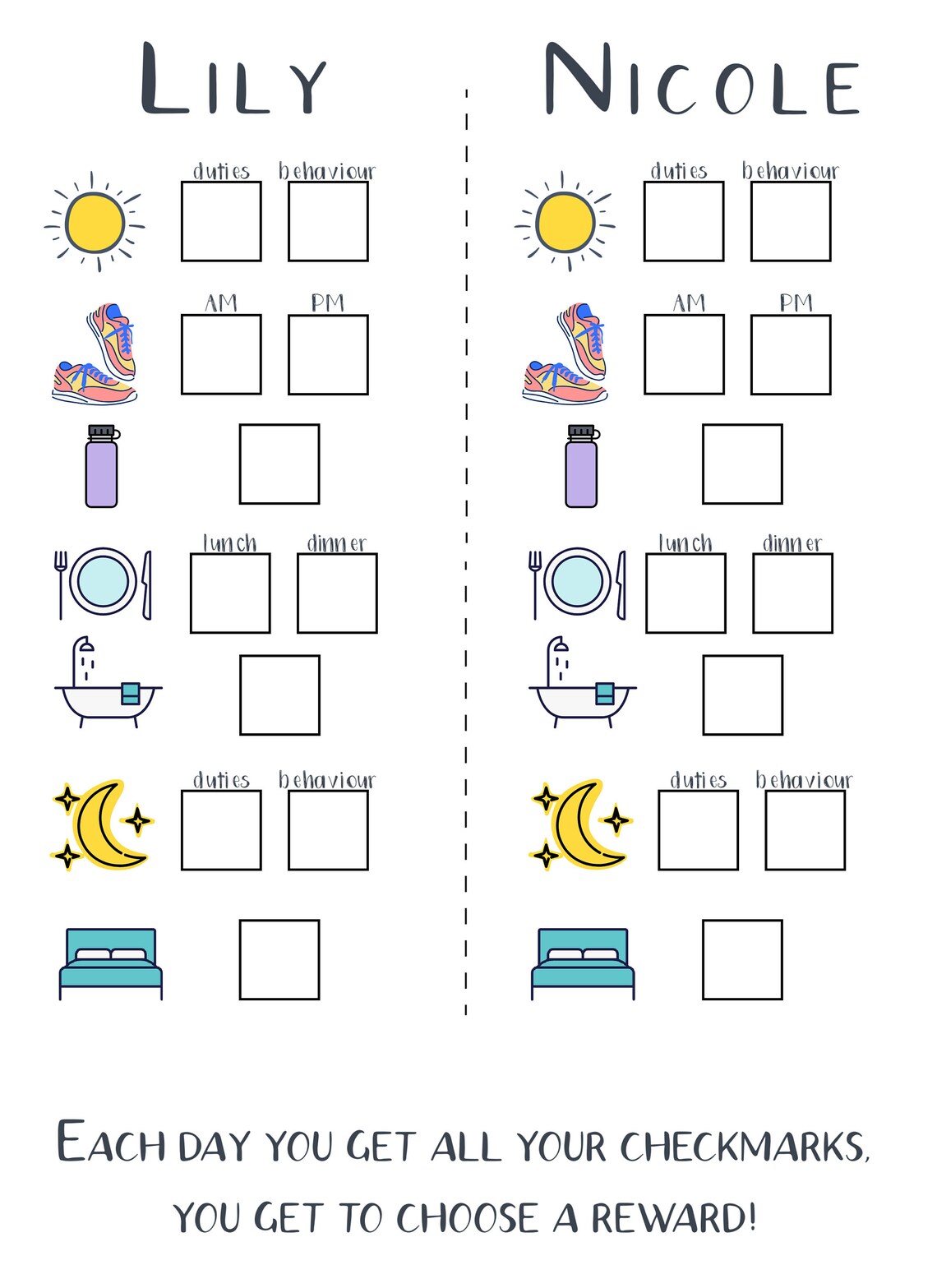 Rules & Responsibilities - Rewards Chart - Printable Art - Playroom Art ...
