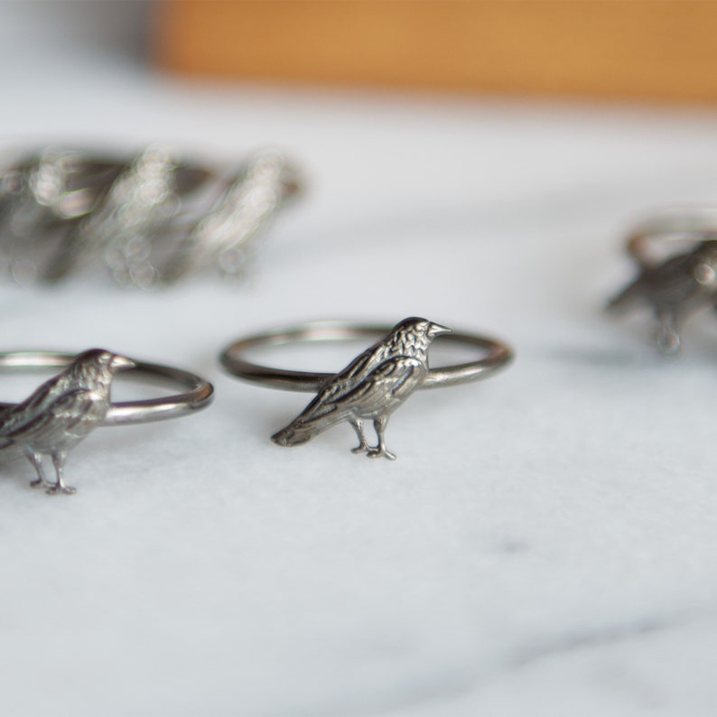 Crow Raven Ring Sterling Silver Rhodium Plated - Etsy