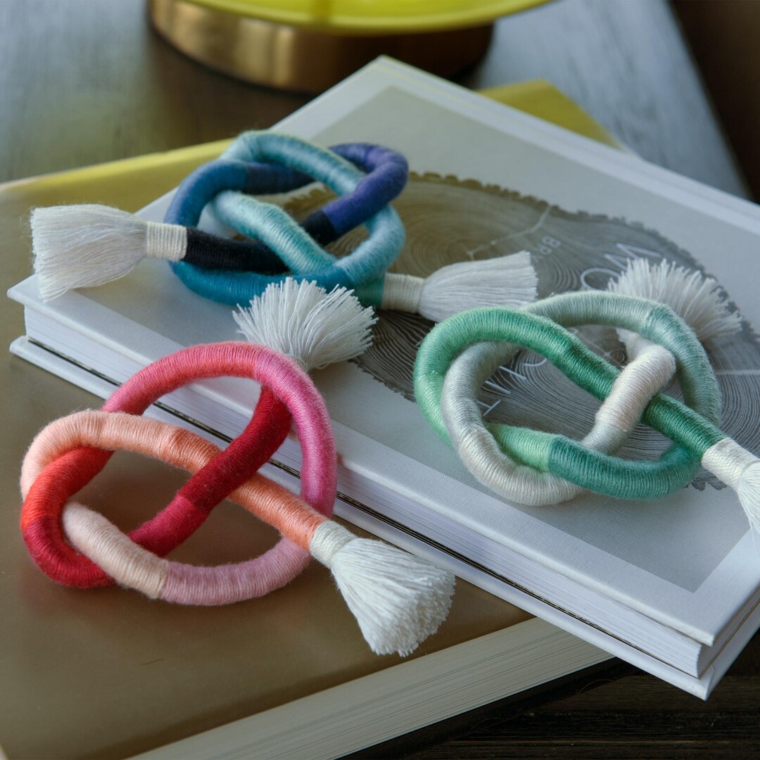Fiber Art Set of 3 Wrapped Cord Objects Set of Three Pastel W/tassels ...