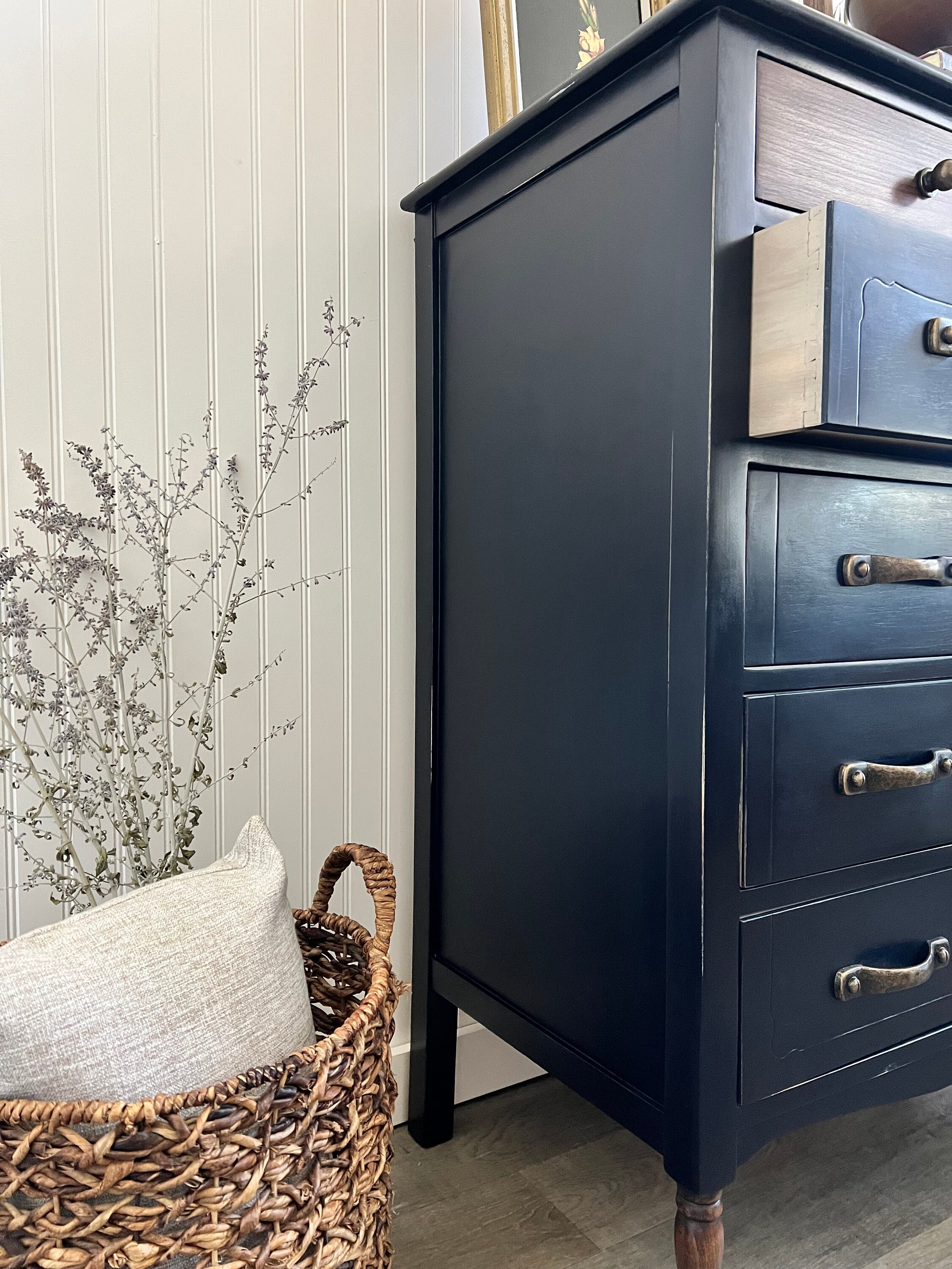 SOLD** Navy Blue Dresser / Chest of Drawers- Vintage Solid Wood LOCAL ...