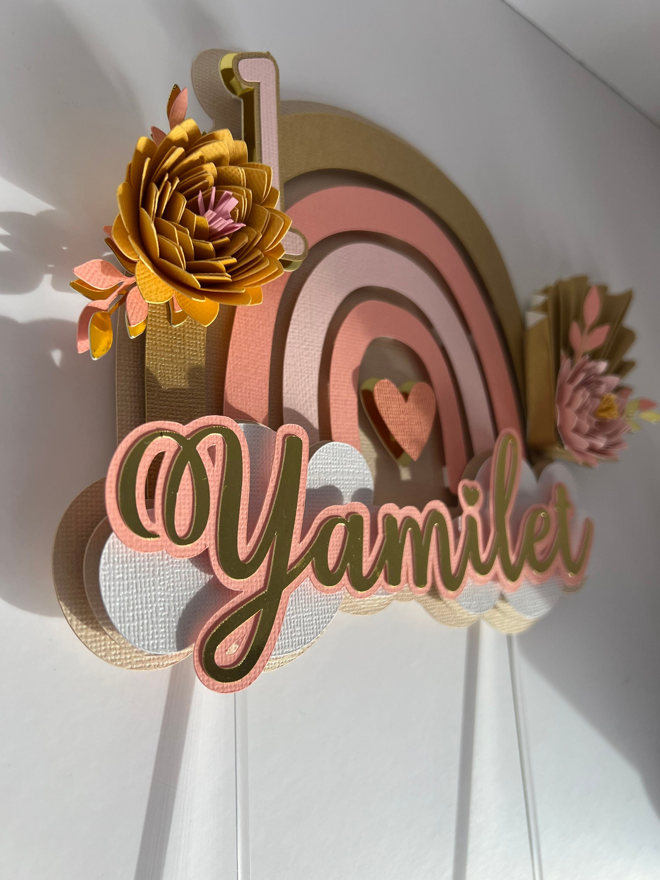 Rainbow Boho Cake Topper - Etsy