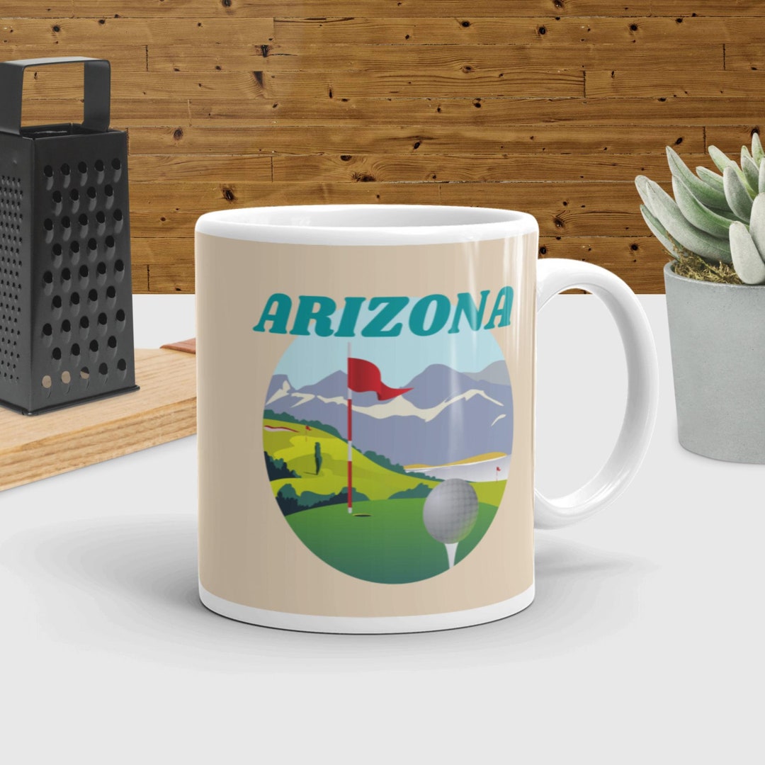 Arizona Ceramic Mug With a Golf Design, Desert Southwest Souvenir ...