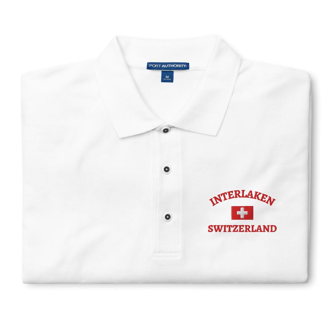 Interlaken Embroidered Polo Shirt, Interlaken Switzerland Flag Shirt ...