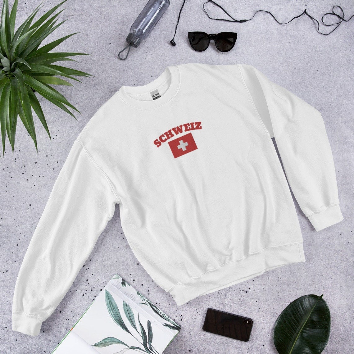 Switzerland Embroidered Sweatshirt, Switzerland Flag, Swiss ...