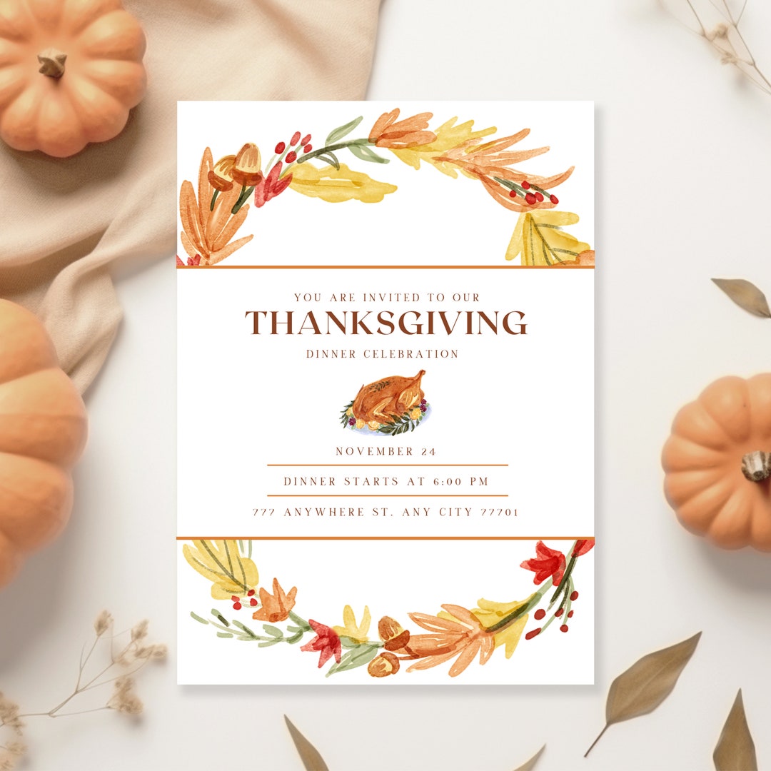 Custom Turkey Dinner Invitations: Thanksgiving Party Invites - Etsy