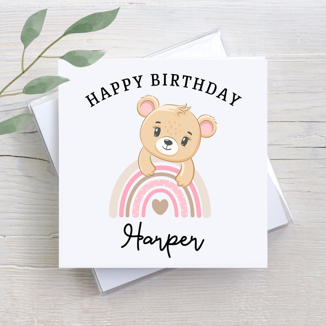 Teddy Bear Birthday Card, Custom Greeting Card Personalized Gify for ...