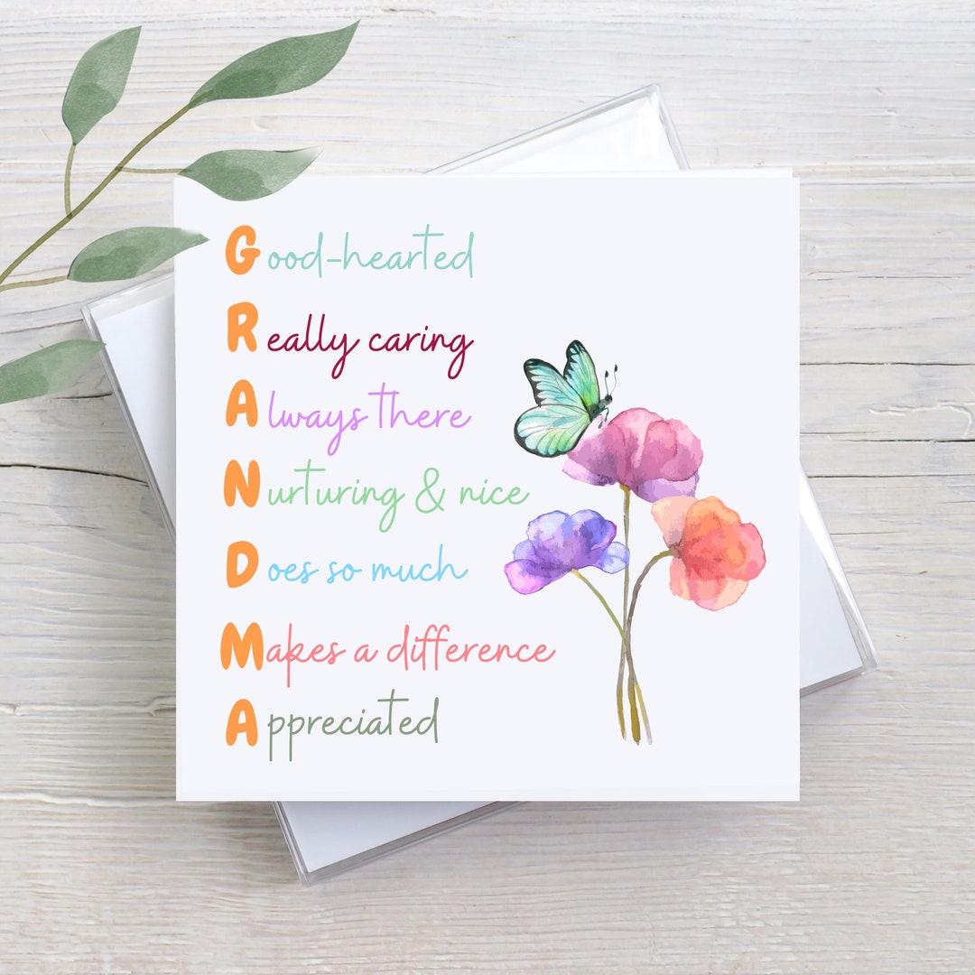Custom Birthday Card for Grandma: Floral Butterfly Design - Etsy