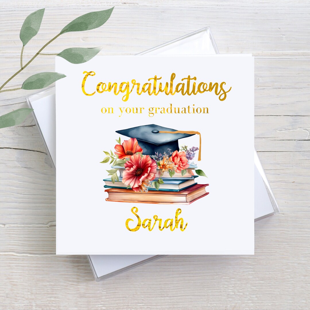 Foil Graduation Card for Her, Custom Greeting Card, Graduation Gift for ...