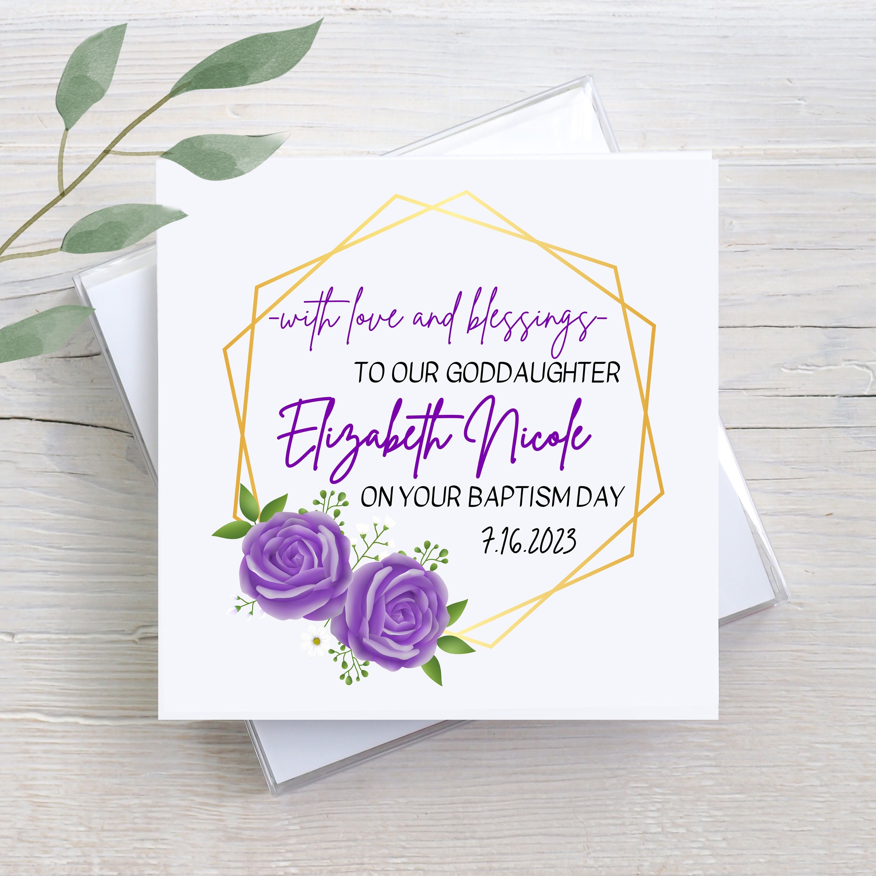 Baptism Card for Baby Girl, Baptism Gift, Custom Greeting Card ...