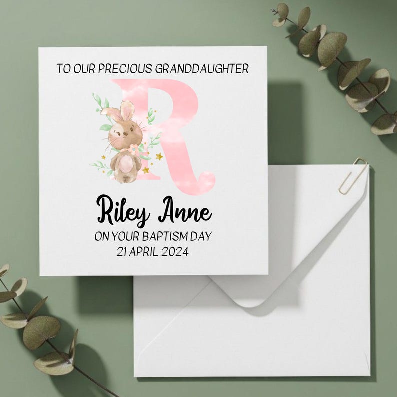 Personalized Baptism Card for Granddaughter: Custom Message Inside - Etsy