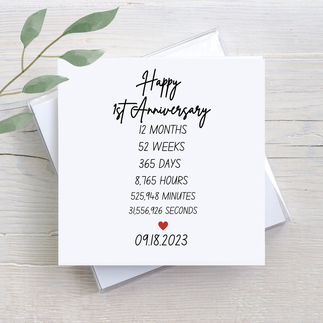 One Year Anniversary Card, Romantic Anniversary, Card for Her, Custom ...