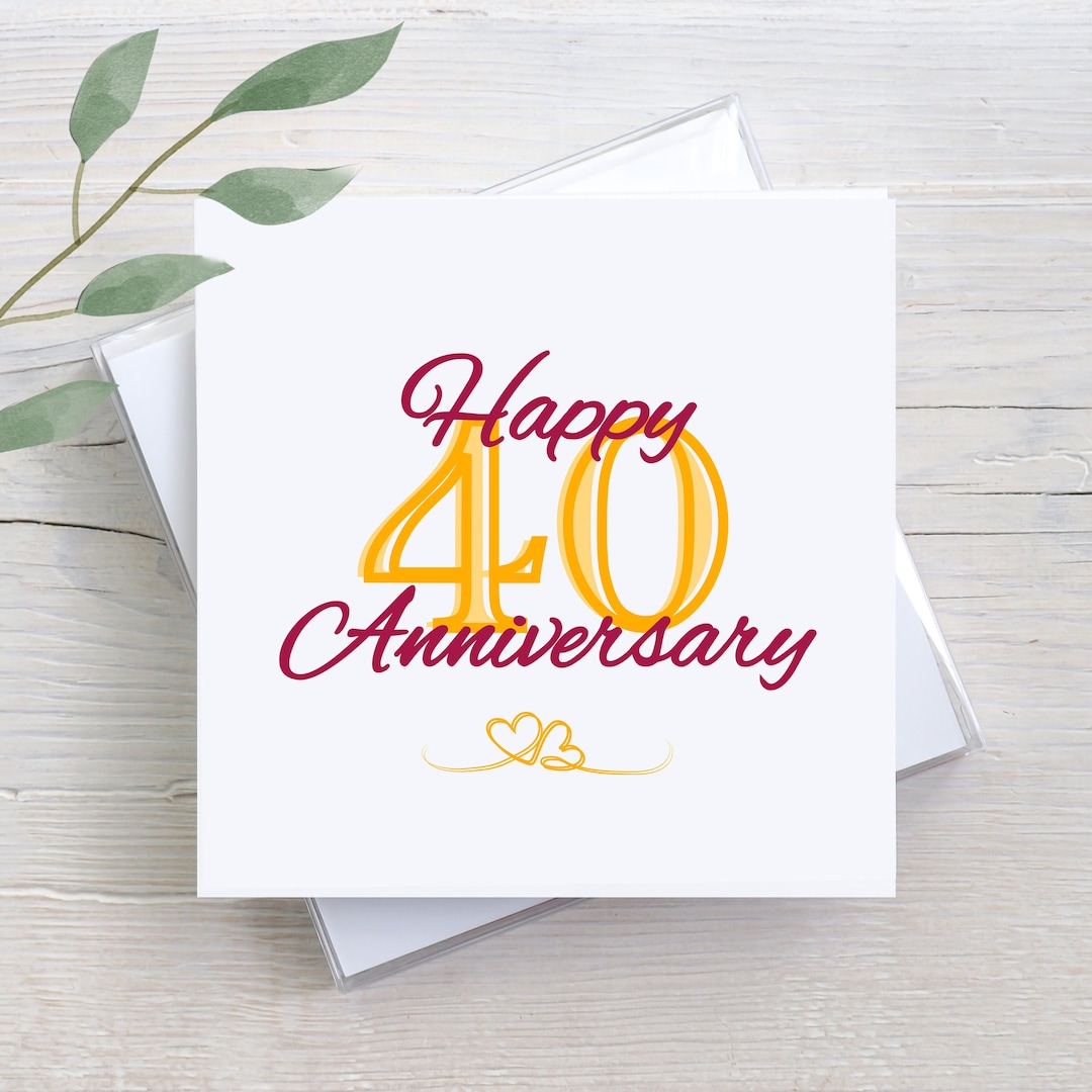 Happy 40th Anniversary Card, Romantic Anniversary, Card for Couples ...