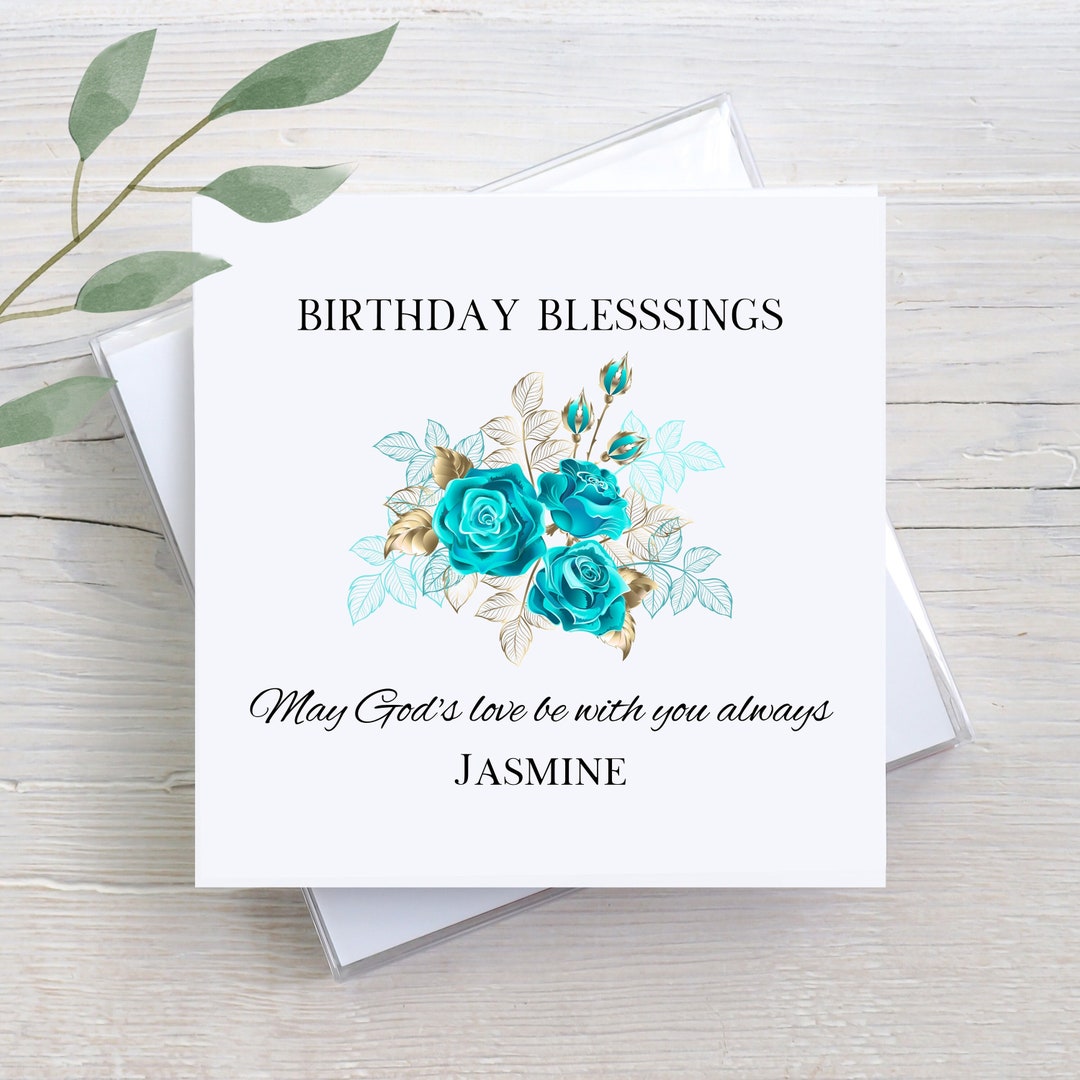 Personalized Floral Birthday Blessings Card, Custom Christian Gift - Etsy
