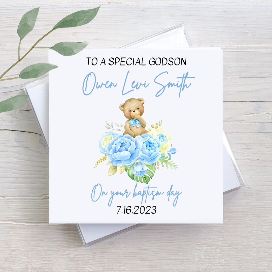 Baptism Card for Baby Boy, Custom Greeting Card, Personalized Card ...