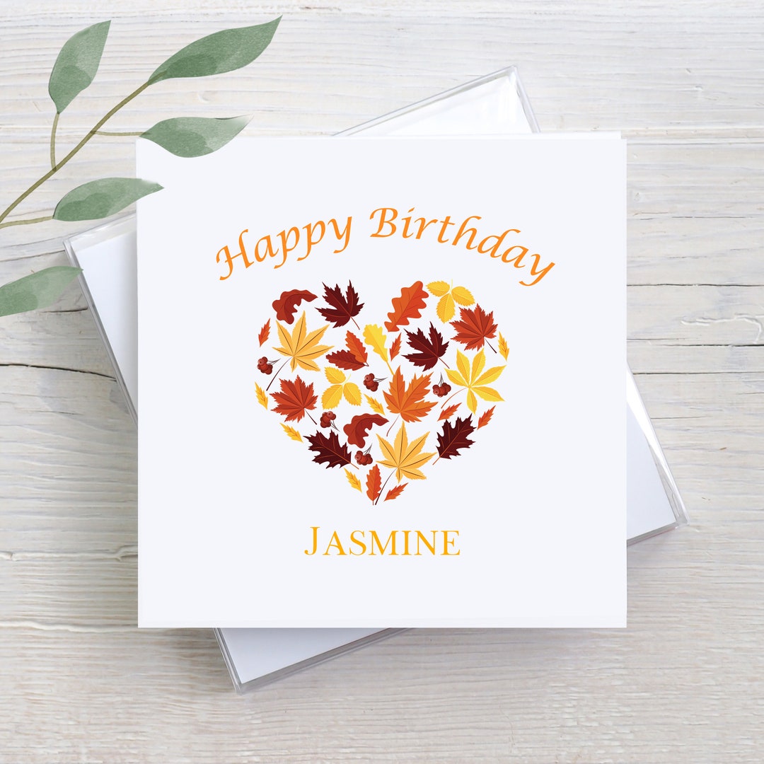 Fall Card, Fall Birthday Card, Custom Greeting Card, Personalized ...