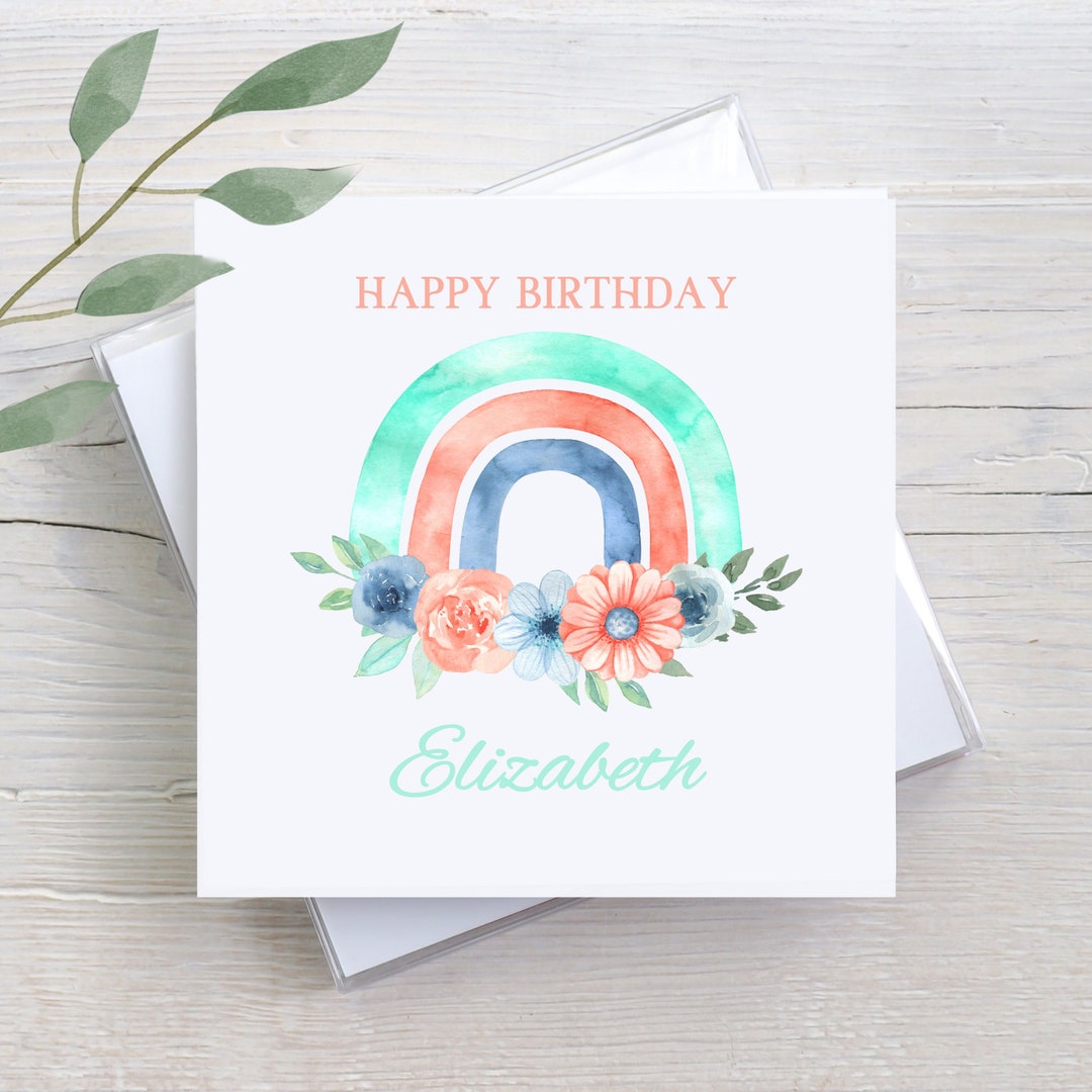 Rainbow Birthday Card, Personalized Birthday Card, Card for Her ...