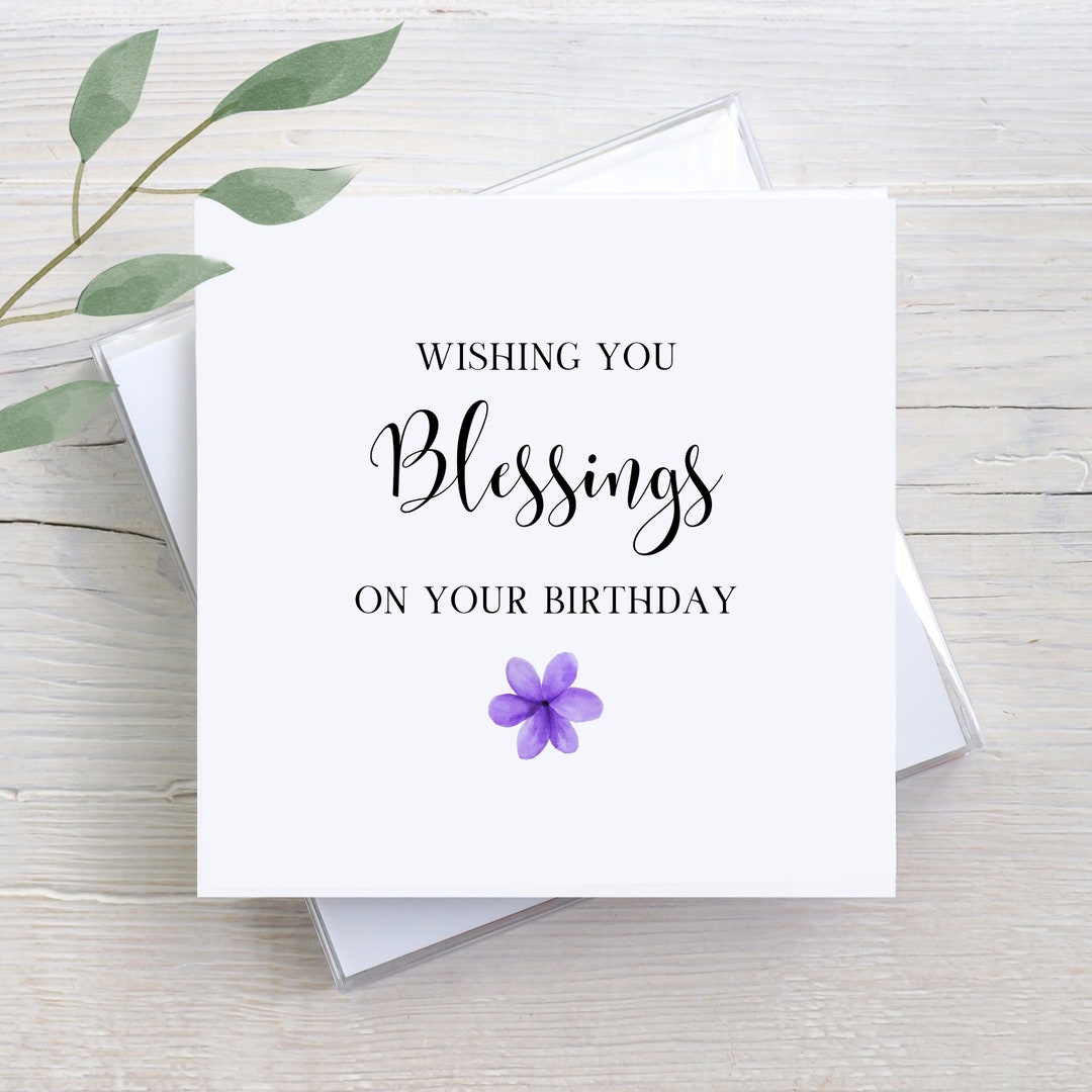 Wishing You Blessings Card, Religious Birthday Card, Custom Greeting ...