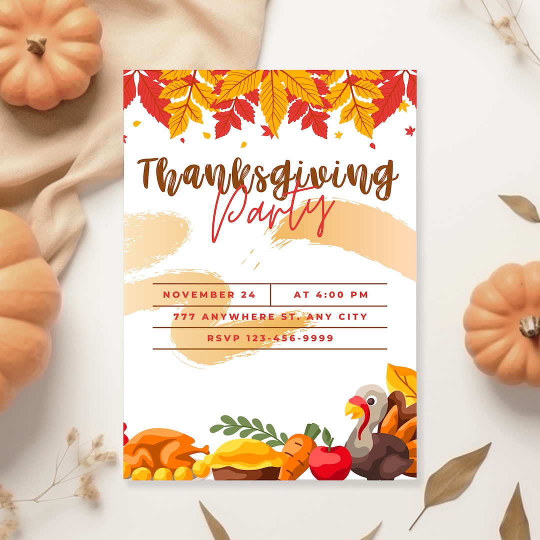 Thanksgiving Party Invitations, Custom Post Cards, Thanksgiving Invites ...