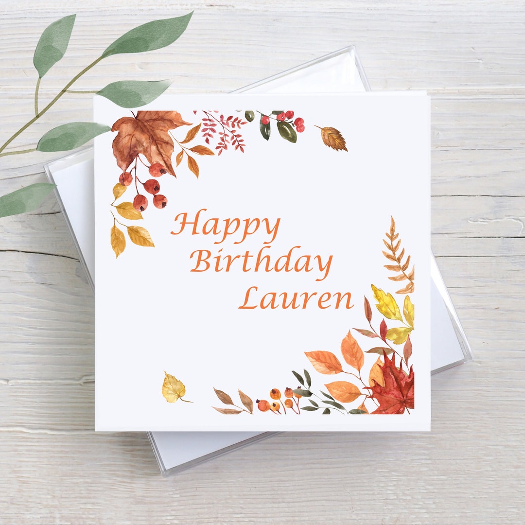 Fall Birthday Card, Custom Greeting Card, Personalized Birthday Card ...