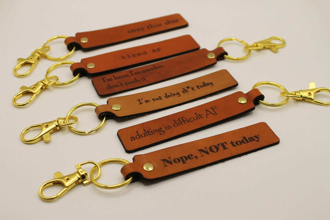 Leather Sarcastic Saying Keychain Gold - Etsy