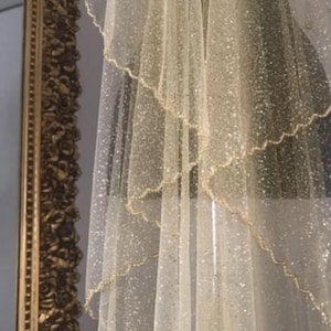 Gold Sparkle Bridal Veil, Gold Glitter Wedding Veil, Gold Shimmer ...