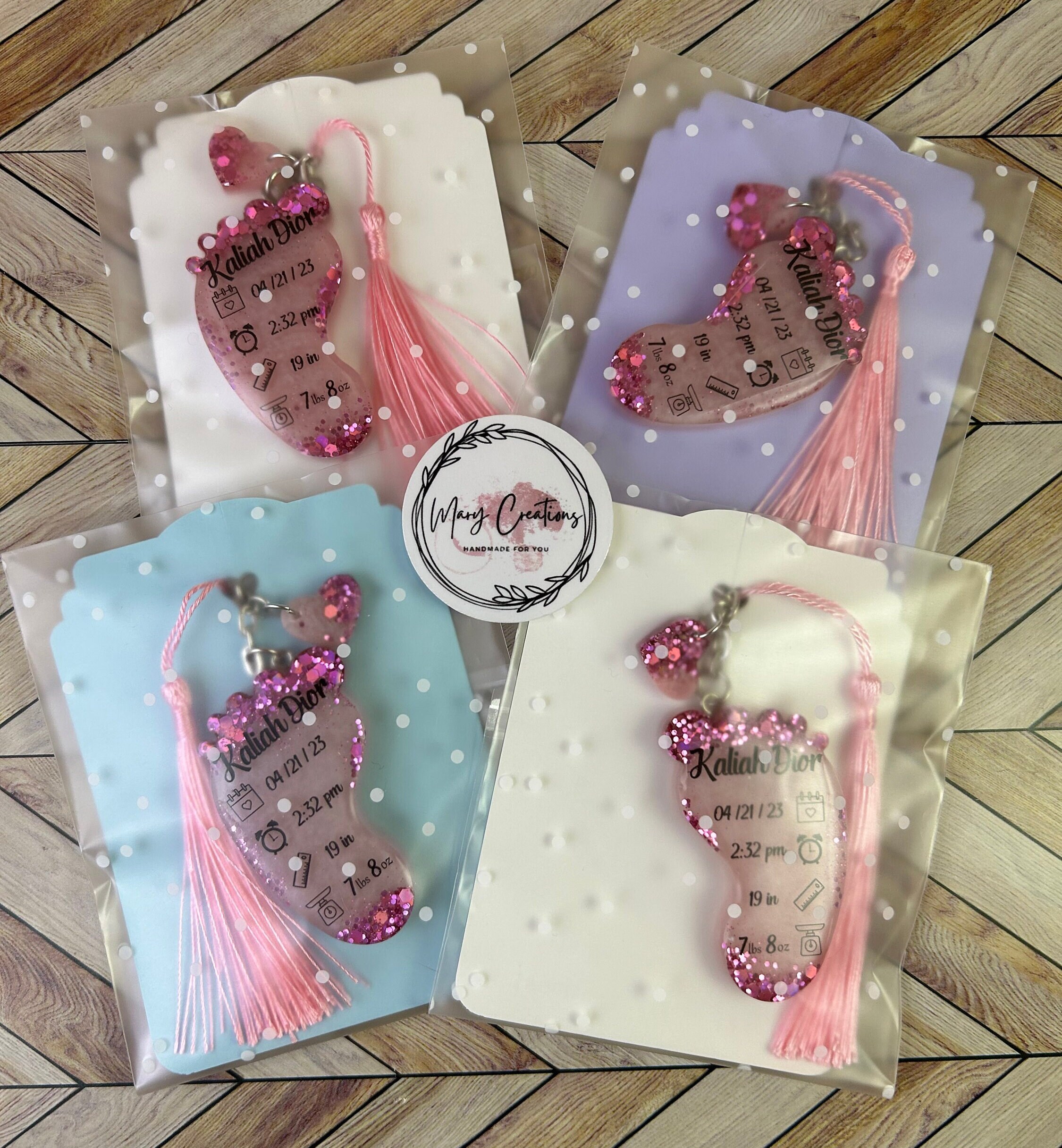 Personalized Baby Feet Keychain / Personalized Birth Announcement ...