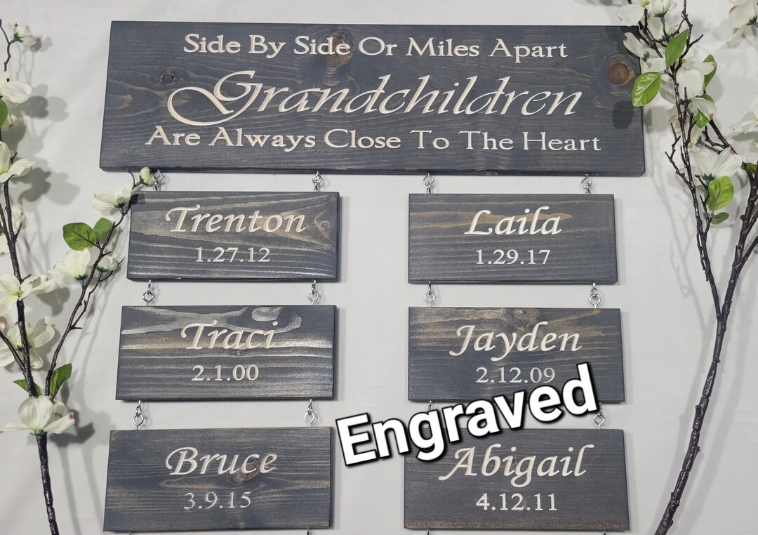 Engraved Long Distance Grandchildren Sign, Wall Art, Personalized ...