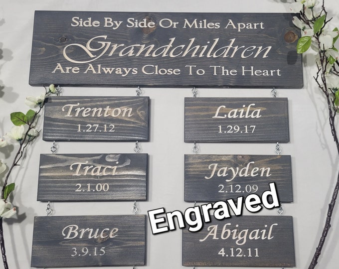Engraved Long Distance Grandchildren Sign, Wall Art, Personalized ...