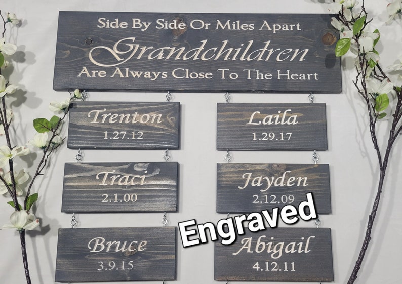 Engraved Long Distance Grandchildren Sign, Wall Art, Personalized ...