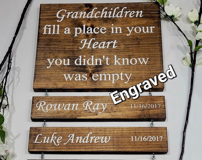 Engraved Grandchildren Sign, Wall Art, Personalized, Grandchild ...