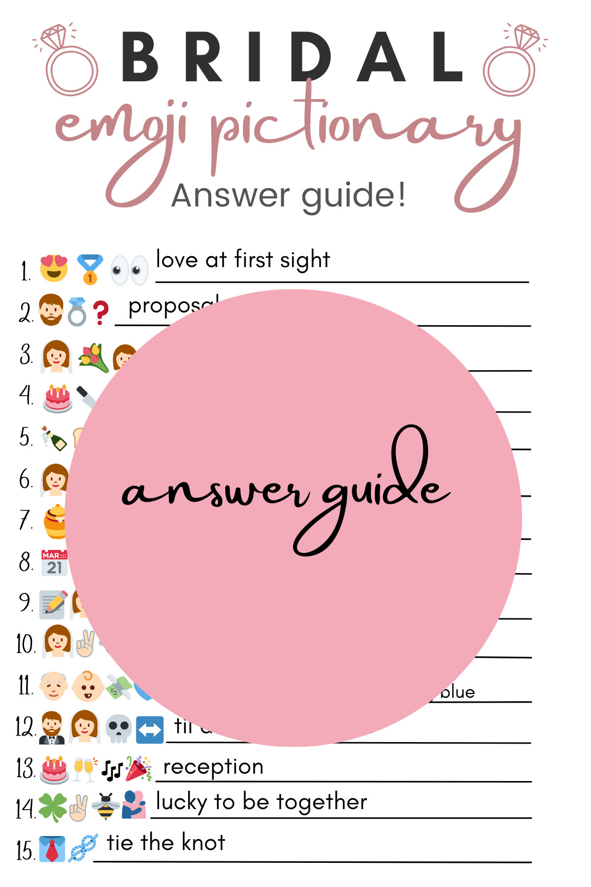 Bridal Emoji Pictionary Bridal Shower Game - Etsy