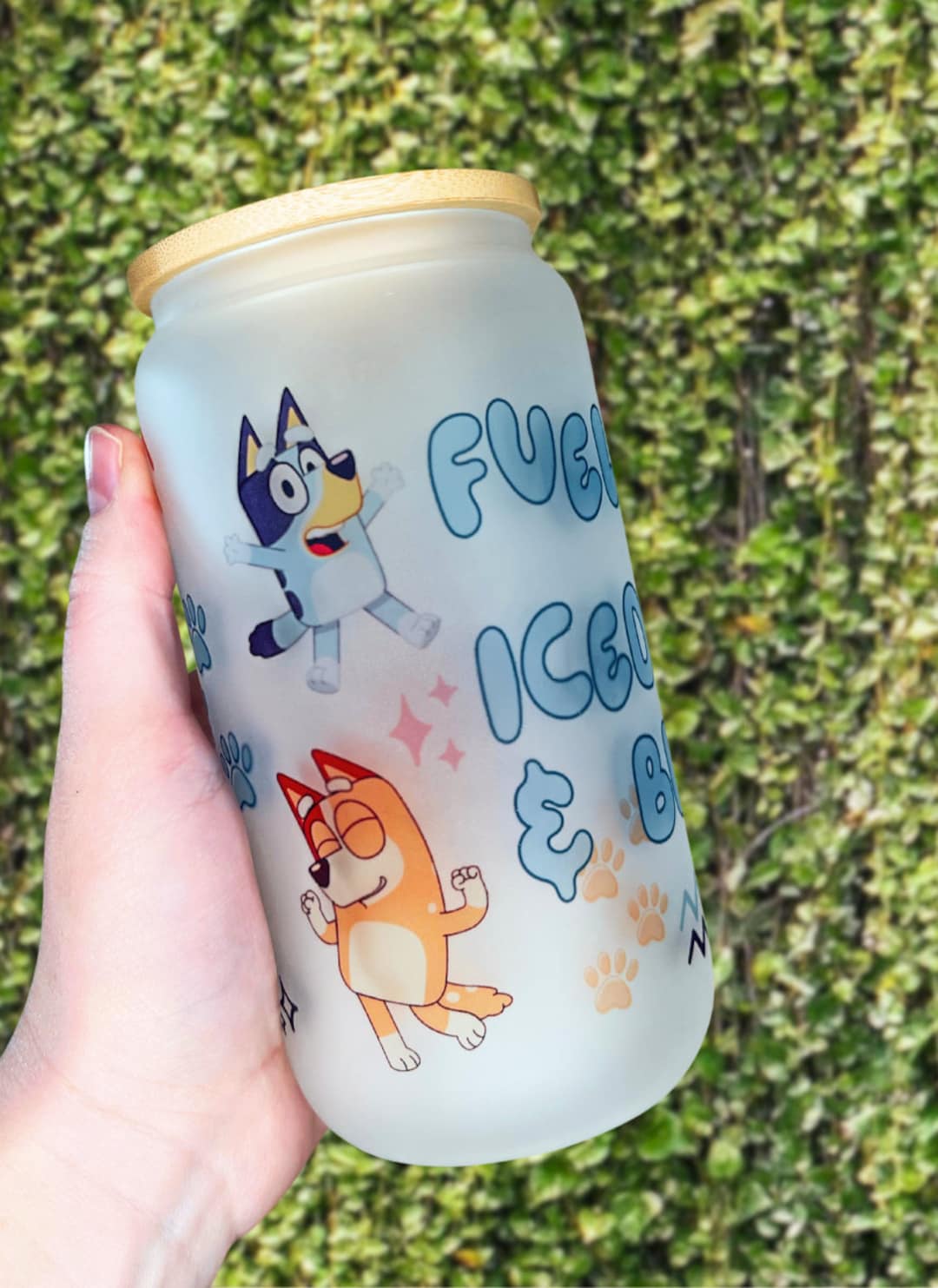 Fueled by Iced Coffee & Bluey Frosted Glass - Etsy