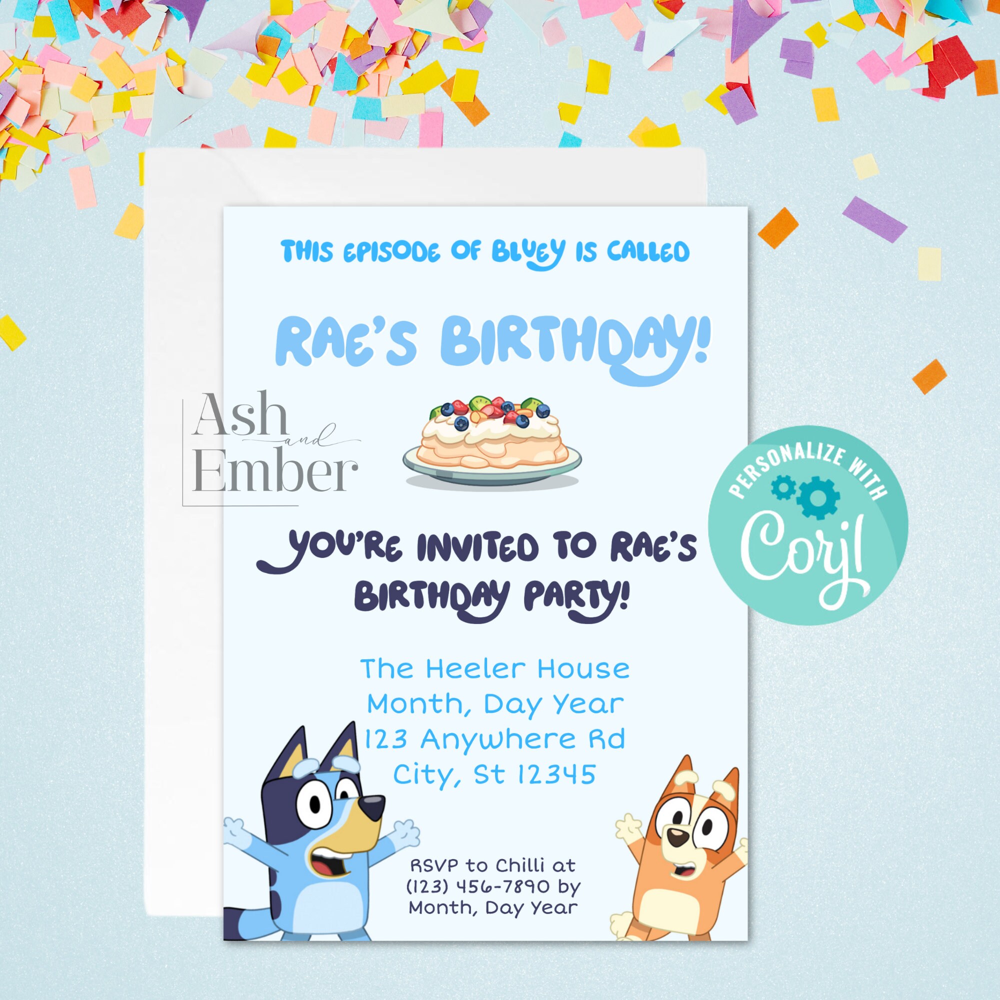 Bluey Inspired Birthday Invite Digital Download - Etsy