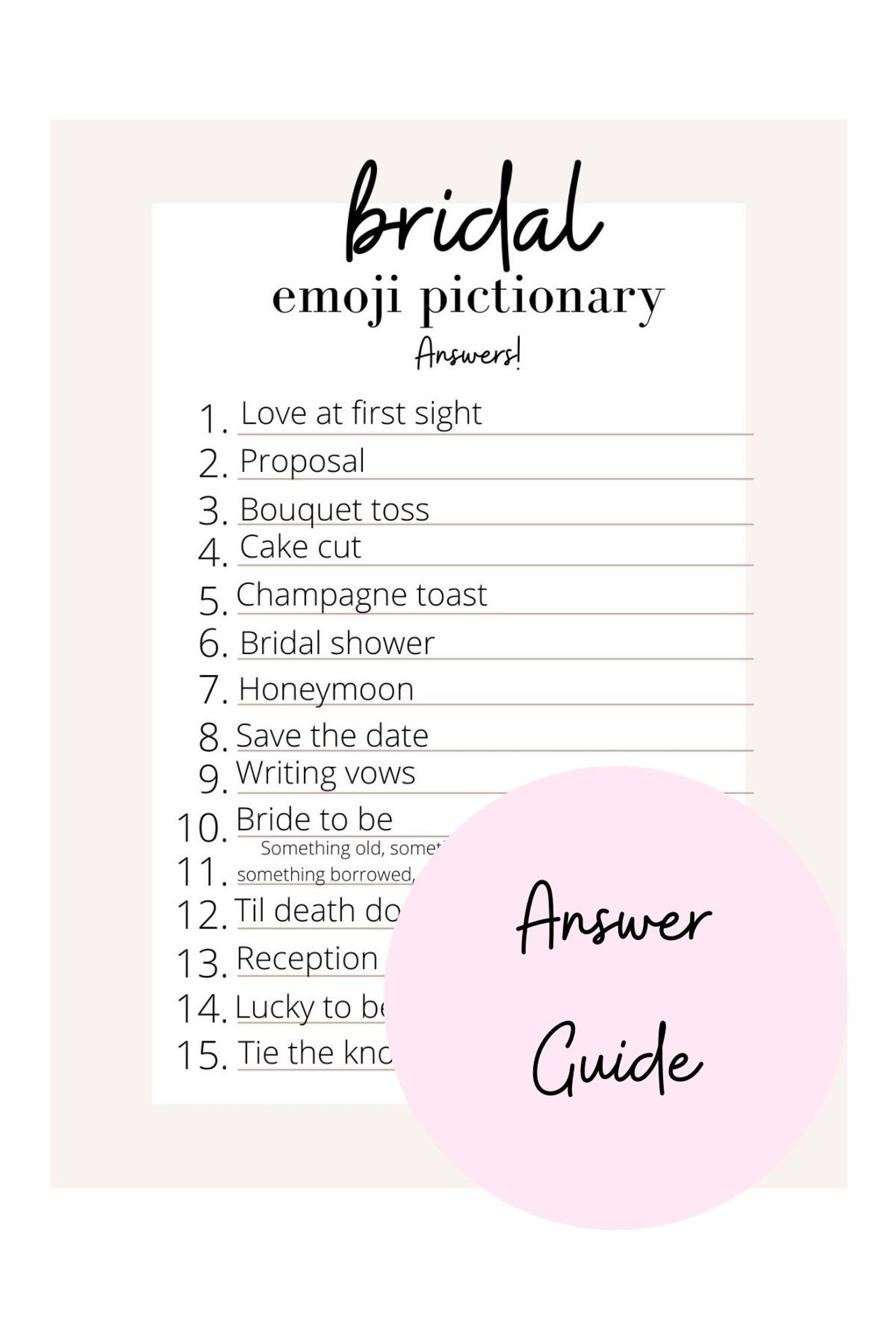 Bridal Emoji Pictionary Bridal Shower Game - Etsy