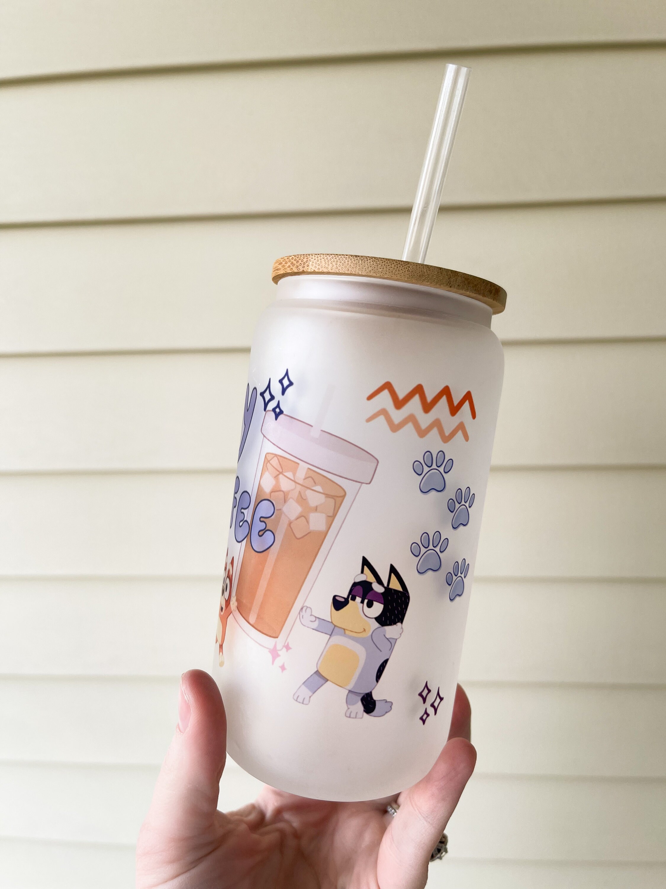 Fueled by Iced Coffee & Bluey Frosted Glass - Etsy
