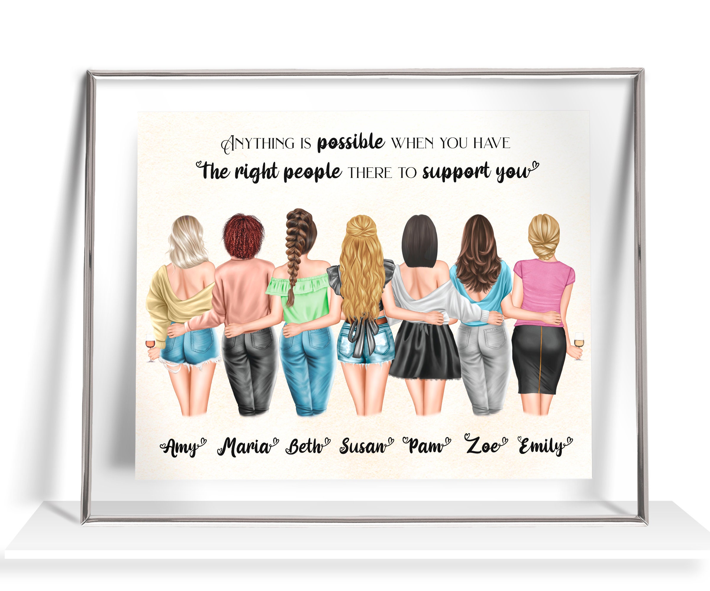 7 Best Friends Print Seven Besties Gift Friendship Print Personalized 7 ...