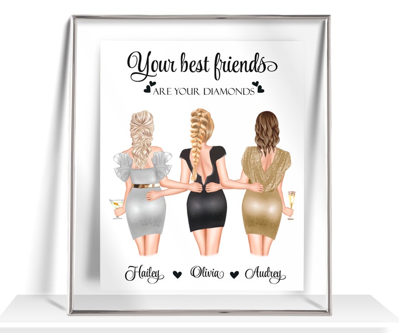 7 Best Friends Print Seven Besties Gift Friendship Print Personalized 7 ...