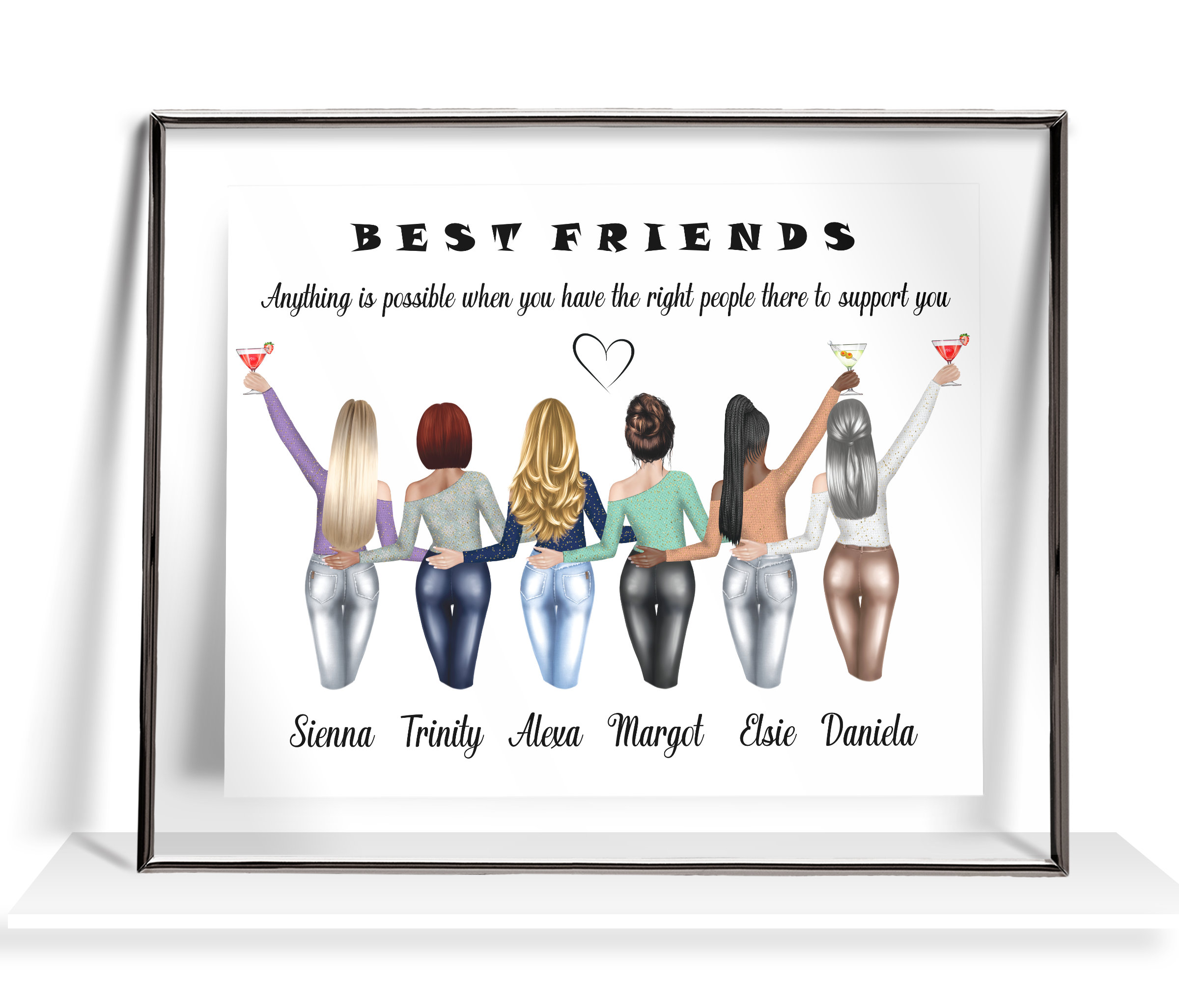 6 Best Friends Gift Six Besties Print Personalized Print Friendship ...