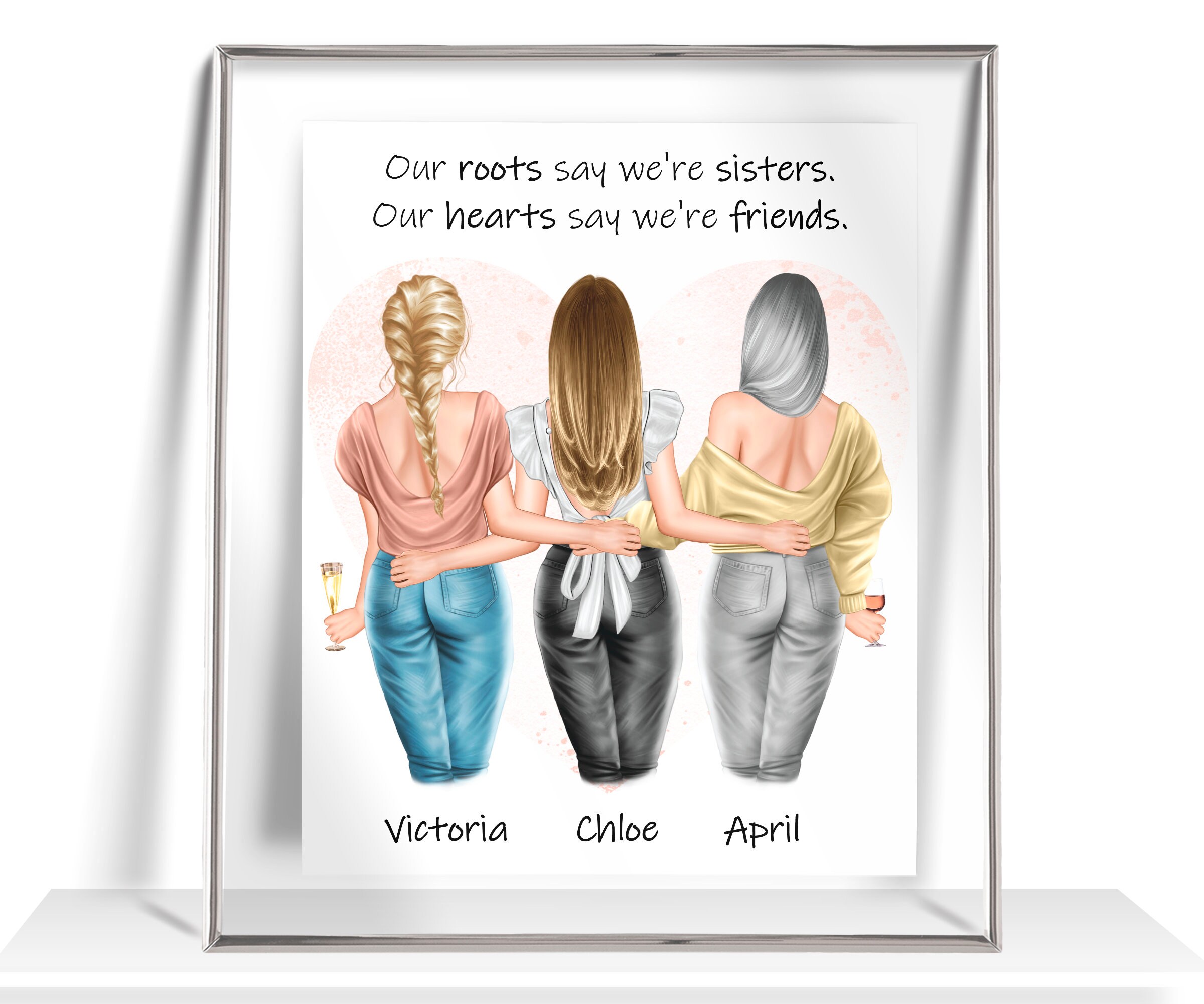3 Sisters Gift Personalize Print for Sister Custom Sister Birthday Gift ...
