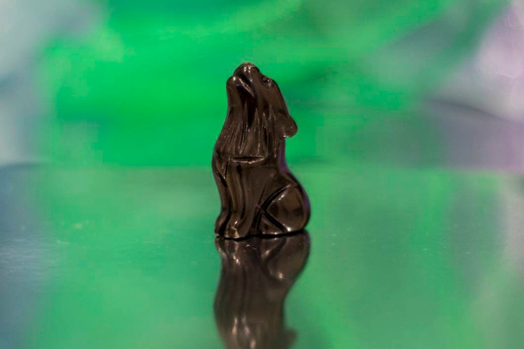Hand Carved Obsidian Wolf - Etsy